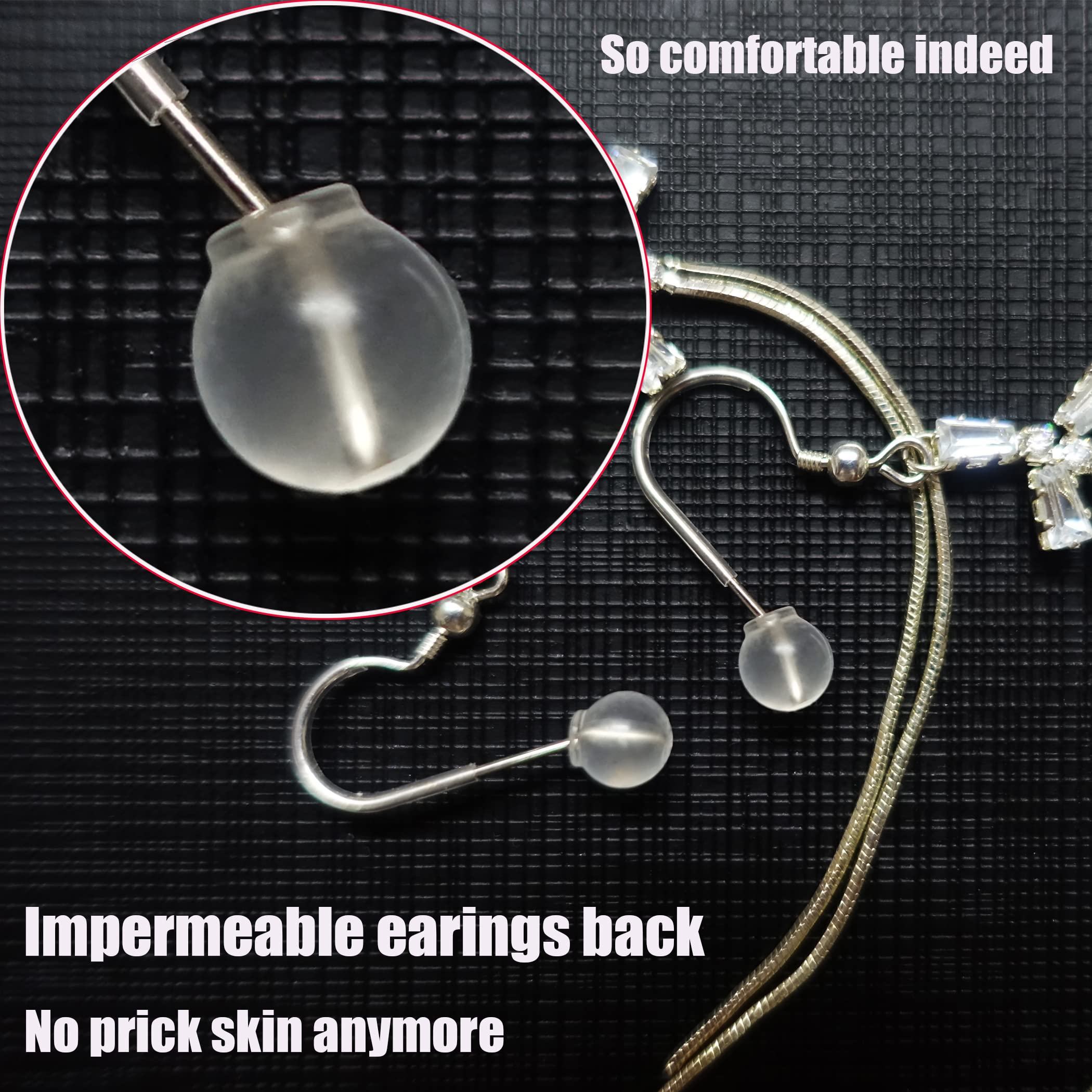 OwlkOrmy 102pcs Comfort Impenetrable Soft Safety Backs TPE Medical Grade Material (Same as Pacifier's) Fit with All Types of Earrings (Clear)