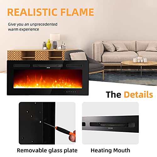 SANHSEHOME Freestanding Electric Fireplace, 30 Inches Electric Fireplace with Remote Control Recessed and Wall Mounted, Insert Heater with Crystal Options & Faux Fire Log, 9 Flamer Color