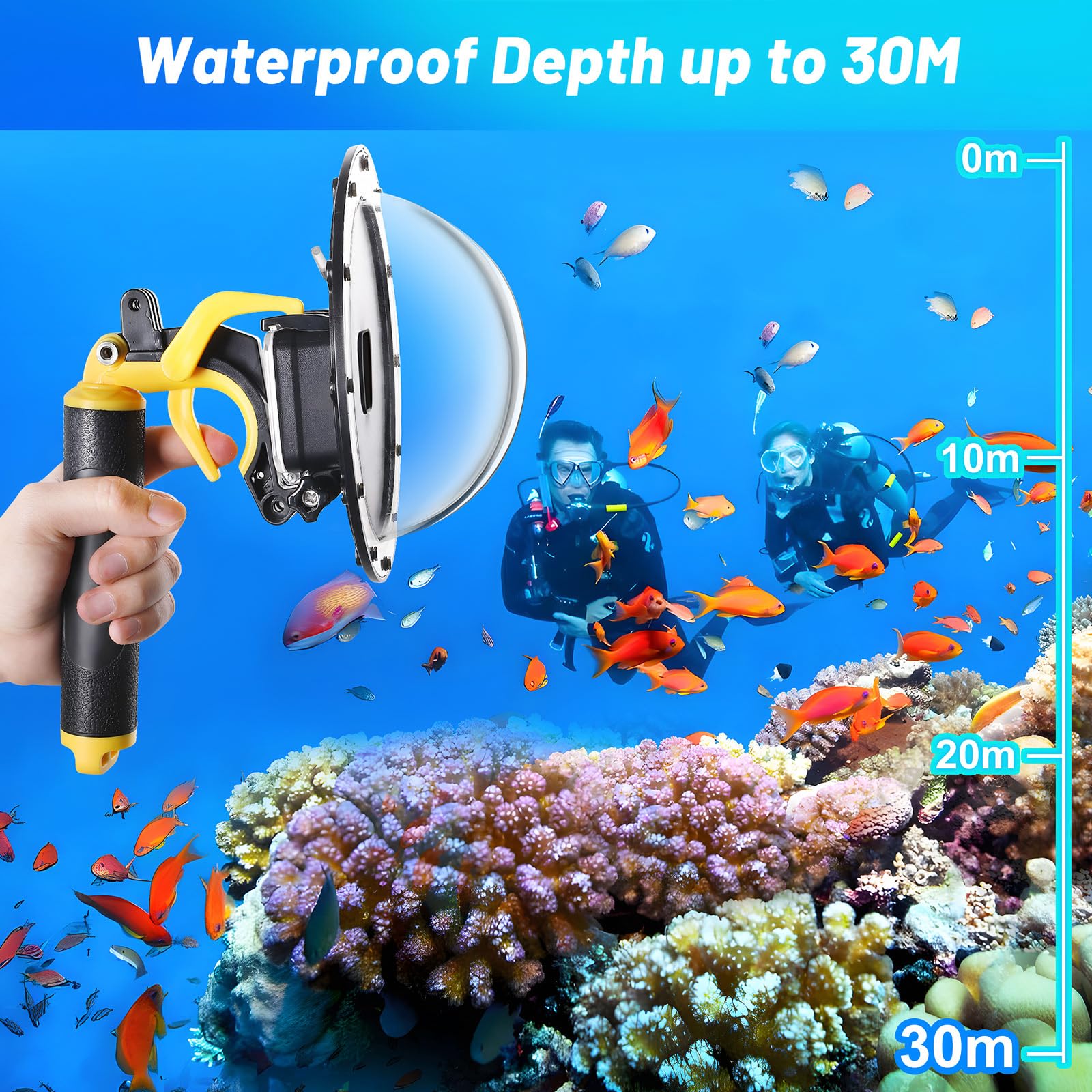Dome Port,Waterproof Housing Case Compatible Black Underwater Protective Diving Dome Lens Accessories with Trigge Pistol an-ti Fog Insert