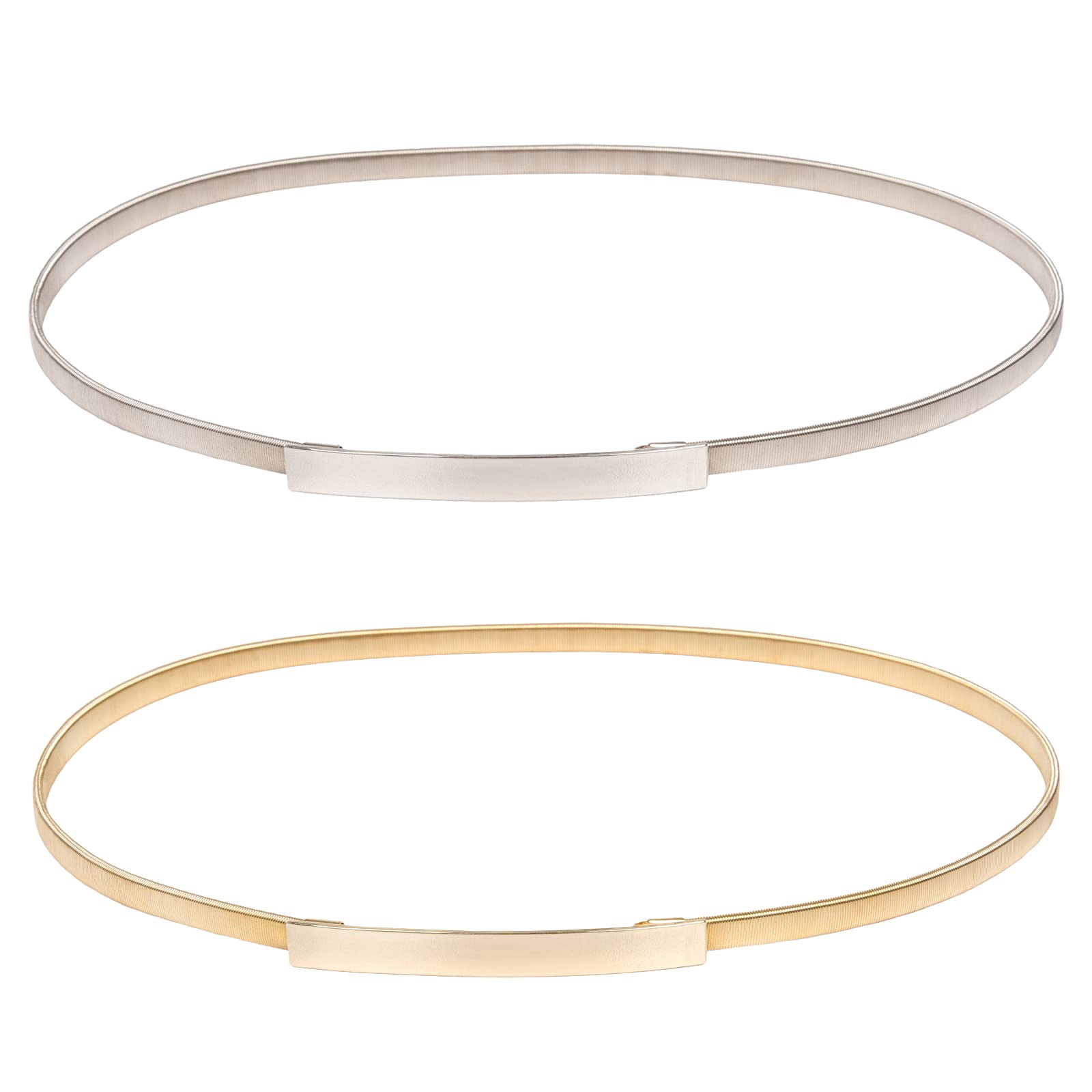 GRACE KARIN Women Metal Skinny Belt for Dress, 2 Pieces(Gold)