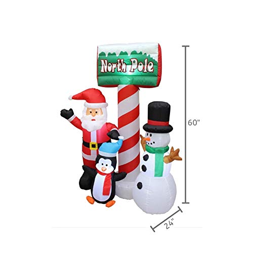 Impact Canopy Christmas Inflatable Decoration, Outdoor Holiday Lighted Snowman-Santa-Penguin, 5' Tall