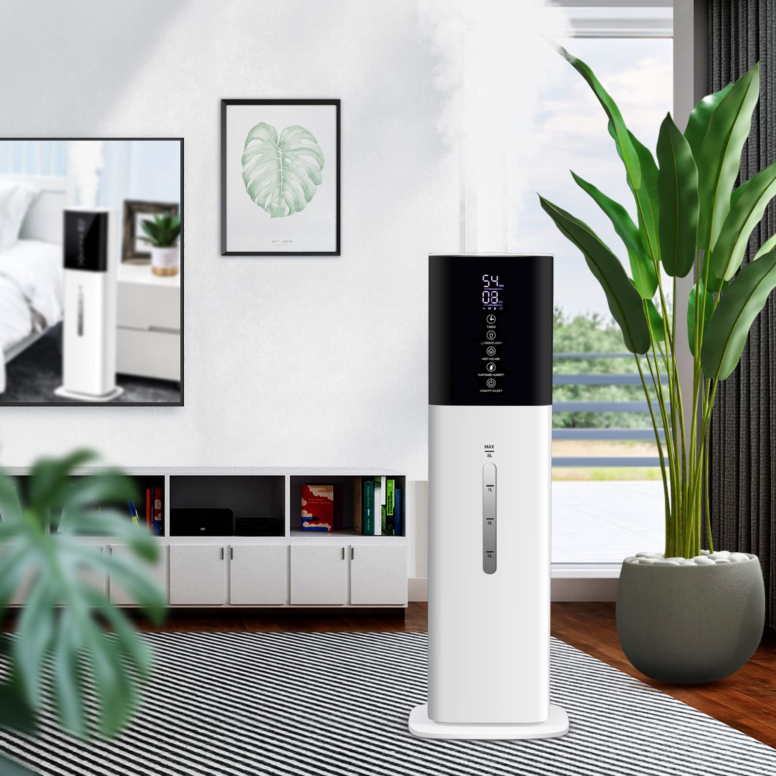 Humidifiers for Home, 6L Water Tank, Essential Oil Diffuser, Top Fill Humidifier, Low Noise, Cool Mist Humidifiers for Large Room, 3 Mist Level, 12H Timer, Customized Humidity, 360° Nozzle