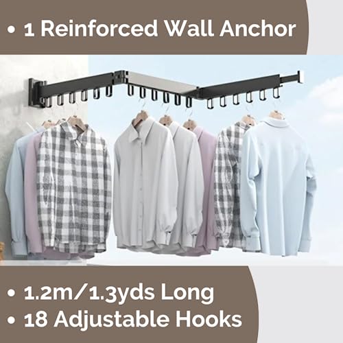 Wall Mounted Clothes Drying Rack,Laundry Rack Wall Mounted,Laundry Room Clothes Hanger,Wall Mount Clothes Drying Rack,Folding Wall Mount Clothes Hanger,Retractable Clothes Drying Rack, Drying Rack