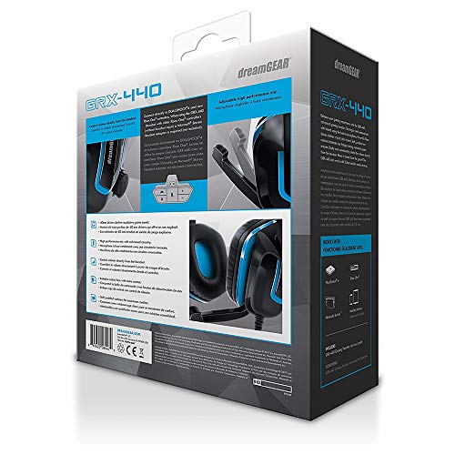 dreamGEAR GRX-440 Wired Headset for Nintendo Switch Lite/Switch/PS4/Xbox One/PC - Black/Blue (DGPS4-6447)