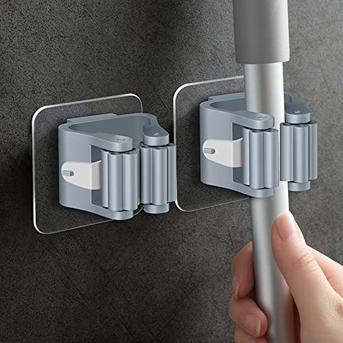 KEEGEE 6 Pieces Broom Holder,Wall Self-Adhesive No Drilling Mop Holder,Self-Adhesive Non-Slip Broom,Rustproof Broom Holder,Durable Broom Organiser for Kitchen, Bathroom, Room, Garden and Garage
