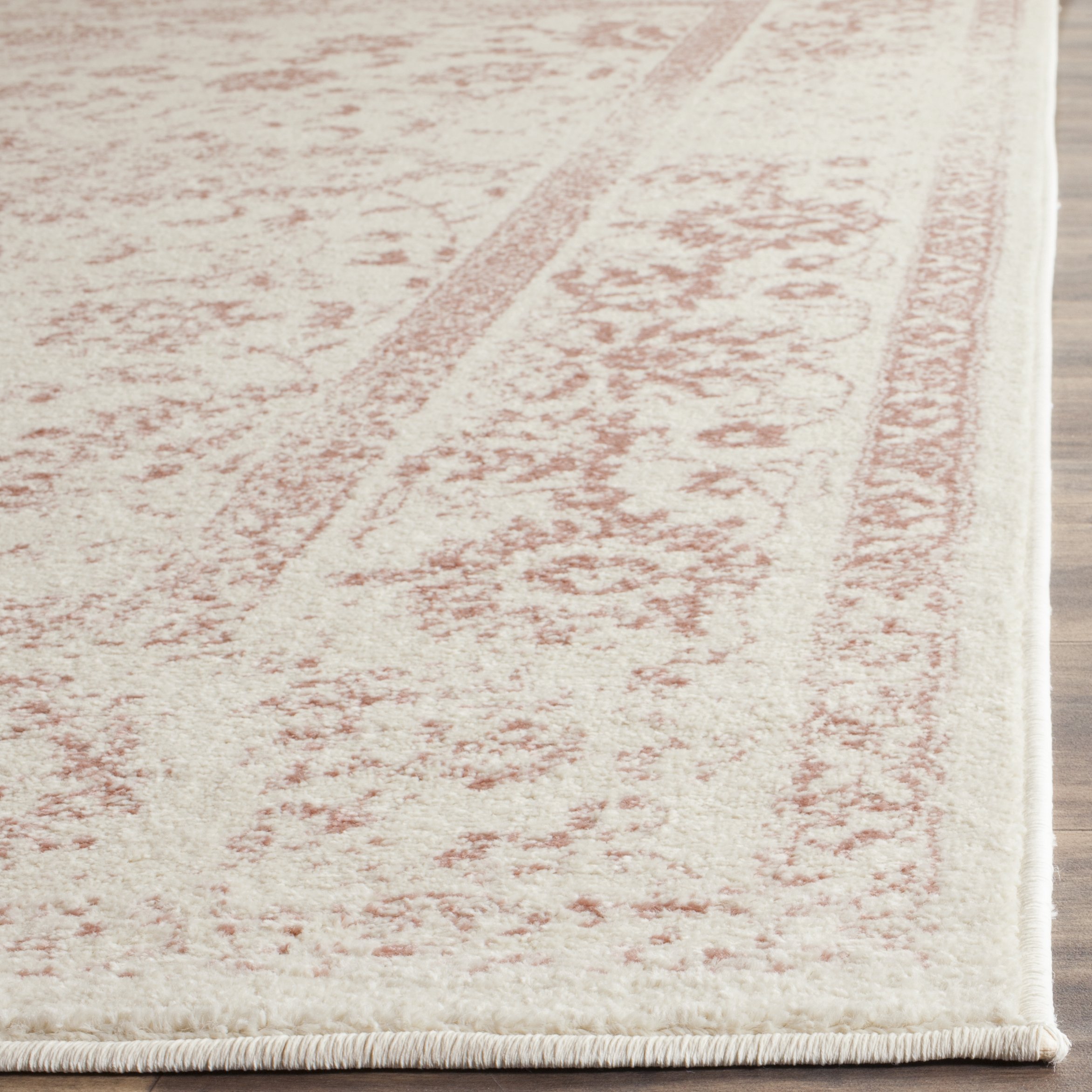 SAFAVIEH Adirondack Collection 7' Square Ivory / Rose ADR109H Oriental Distressed Non-Shedding Living Room Bedroom Dining Home Office Area Rug