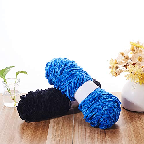 WANDIC Crushed Velvet Yarn, Black Soft Yarn Baby Blanket Yarn for Knitting and Crochet Projects, 100 g/3.53 oz