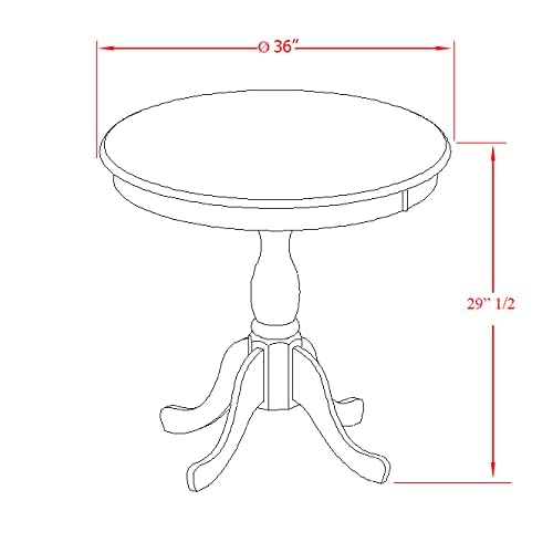 East West Furniture AMNI5-BCH-LC Antique 5 Piece Set for 4 Includes a Round Kitchen Table with Pedestal and 4 Faux Leather Dining Room Chairs, 36x36 Inch