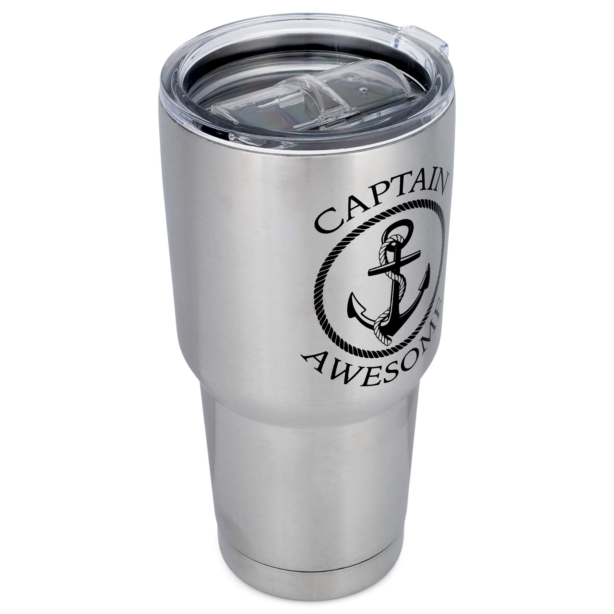 Elanze Designs Captain Awesome 30 Oz Stainless Steel Travel Mug with Lid