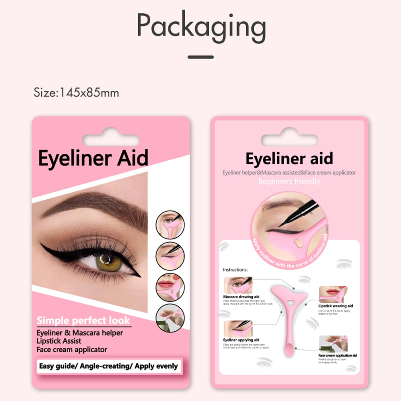 Eyeliner Stencils 4Pcs Reusable Silicone Eyeliner Aid Winged Eyeline Tip Multifunctional Eye Makeup Tool Kit Mascara Shield Eyelash Eyebrow Eyeshadow Lipstick Applicator Guide Tool(Pink)