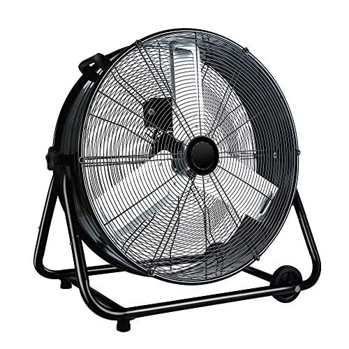 WARMLREC Industrial Fan 24 Inch Heavy Duty Drum 3 Speed 8100 CFM Air Circulation High Velocity Fan For Warehouse, Workshop, Factory, Commercial, Residential and Greenhouse Black