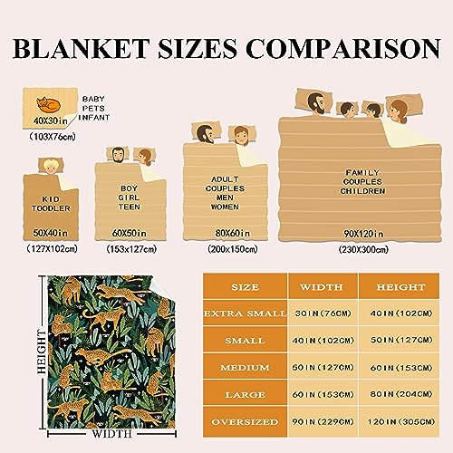 Jungle Leopards Blanket Throw Blankets Gift for Women Men Soft Flannel Cozy Comfy Funny Vegetable for Couch Sofa Bed Office Camping (40"X30") XSmall Size for Toddler