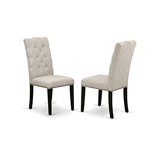 East West Furniture X677EL635-9 9-Piece Dining Set - Dinner Table Rectangular Top - 8 Beautiful Dining Chairs Padded Seat and Back (Distressed Espresso & Wire Brushed Black Finish)