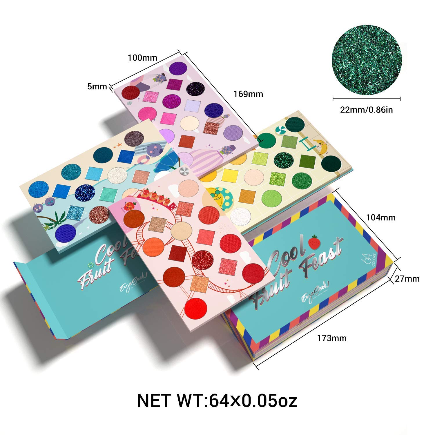 EYESEEK High Pigmented 64 Rainbow Eyeshadow Palette, All in One Gift Sets, Colorful Eye Shadow Plattet Make Up Matte Shimmer Glitter Cosmetics for Halloween Makeup