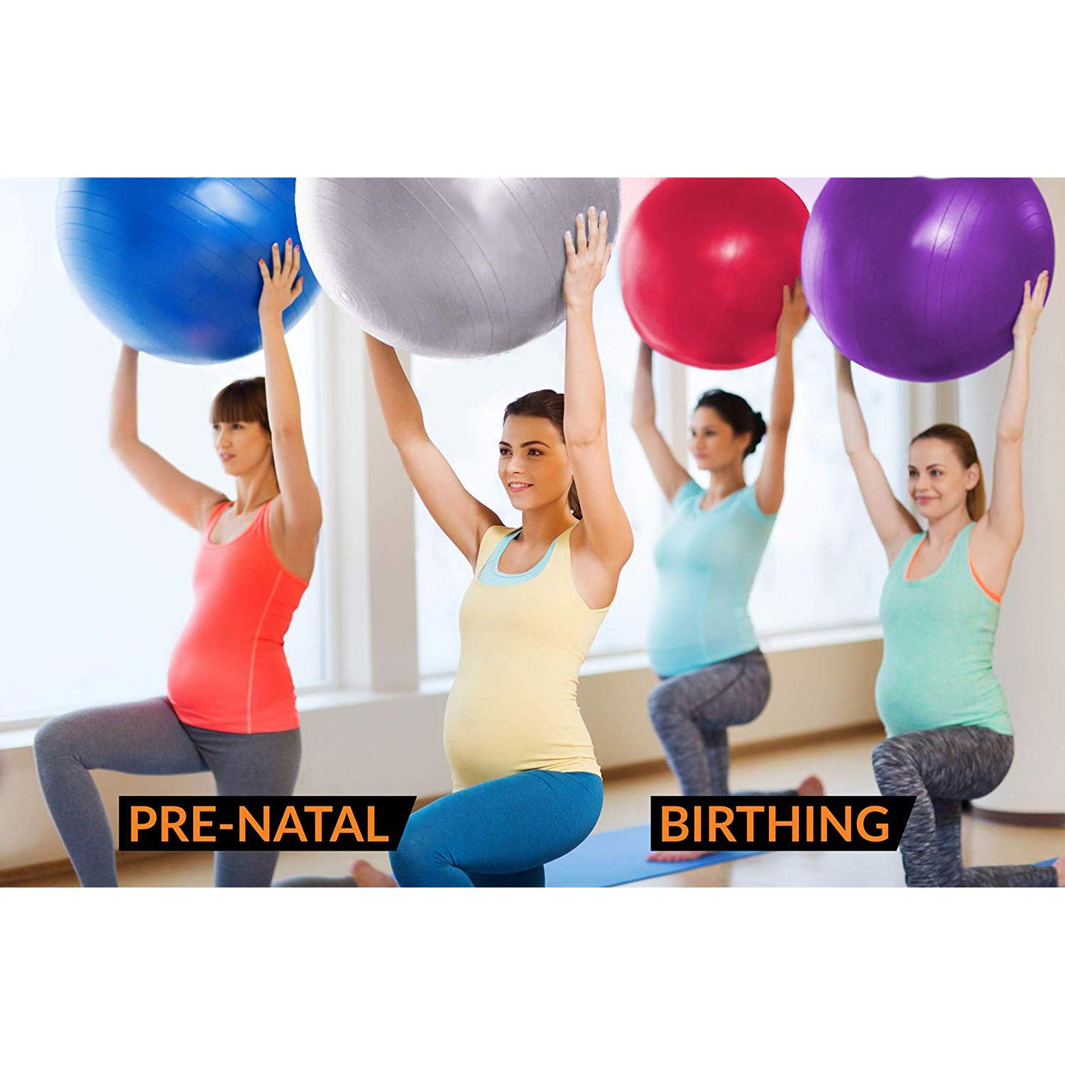 Emoly Exercise Ball for Yoga, Fitness, Balance Stability, Extra Thick Professional Grade Balance & Stability Ball - Anti Burst, Workout Program 2020 (Purple, 45cm)