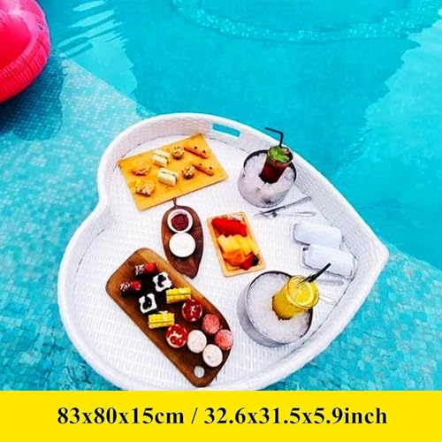 Floating Tray Floating Serving Tray Swimming Pool Floats Floating Tray for Pool Serving Drinks, Brunch, Food On The Water,Brown (Color : White)