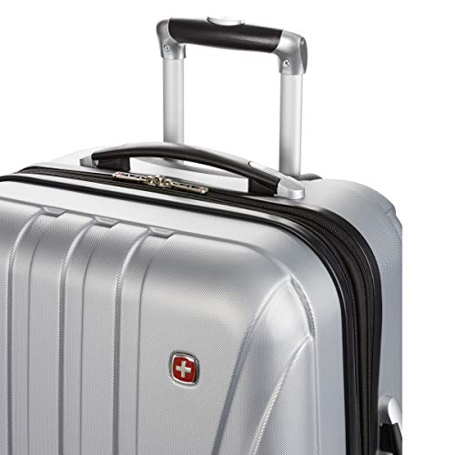 SwissGear 7585 Hardside Expandable Luggage with Spinner Wheels, Silver, Checked-Medium 23-Inch