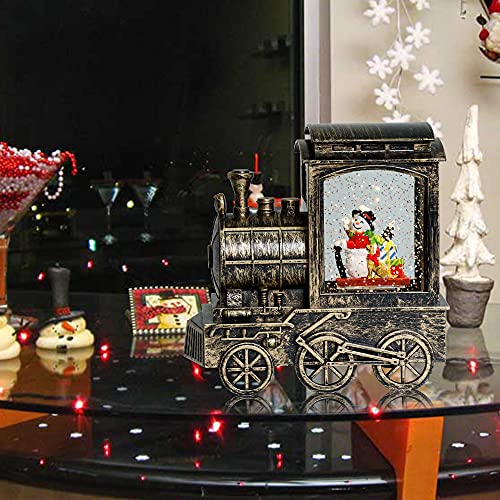 Wondise Lighted Christmas Snow Globes Musical Lantern with Timer, Battery Operated and USB Powered Spinning Water and Swirling Glitter Holiday Decoration