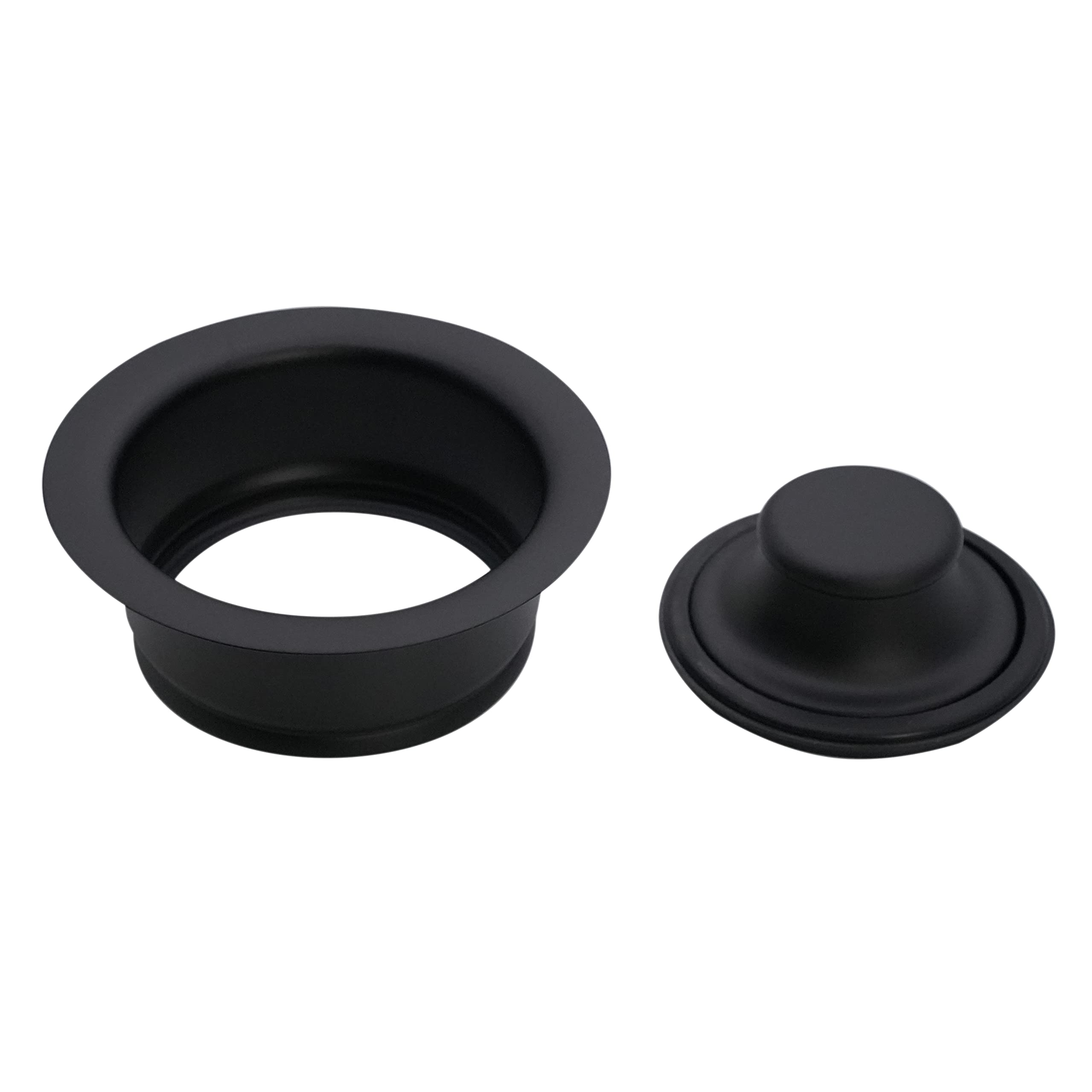 Westbrass D2165-25-62 4-1/4" OD Post Style Large Kitchen Basket Strainer with Waste Disposal Flange and Stopper Drain Set, 1-Pack, Matte Black