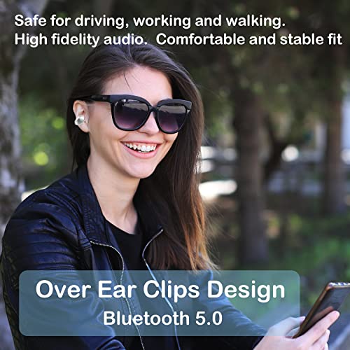 Mnvesz Wireless Open Ear Headphones, Wireless Bone Conduction Headphones Open Ear Clip Headphones Bluetooth, Clip On Wireless Earbuds Headphones Cycling Running Workout Ear Buds (Black)