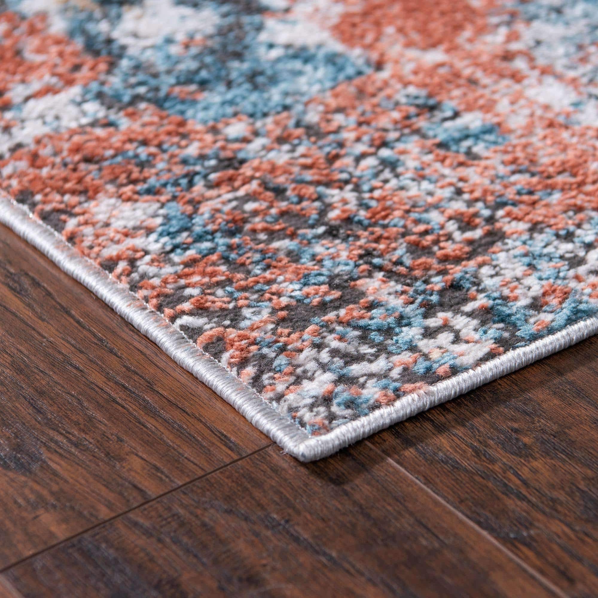 Rugs.com Leipzig Collection Round Rug – 7 Ft Round Multi Low-Pile Rug Perfect for Kitchens, Dining Rooms