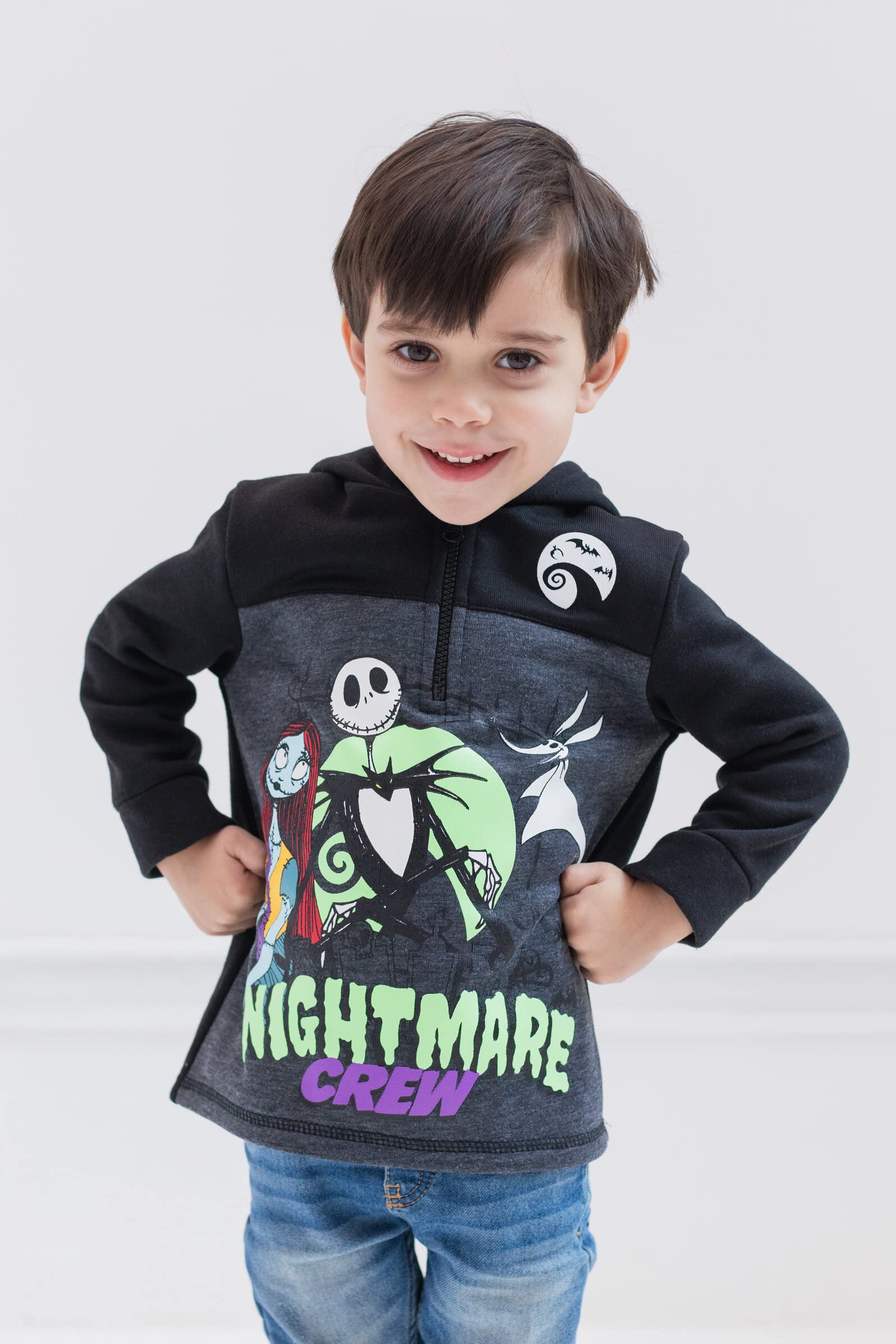 Disney Nightmare Before Christmas Sally Jack Skellington Toddler Boys Fleece Hoodie Black/Gray 5T
