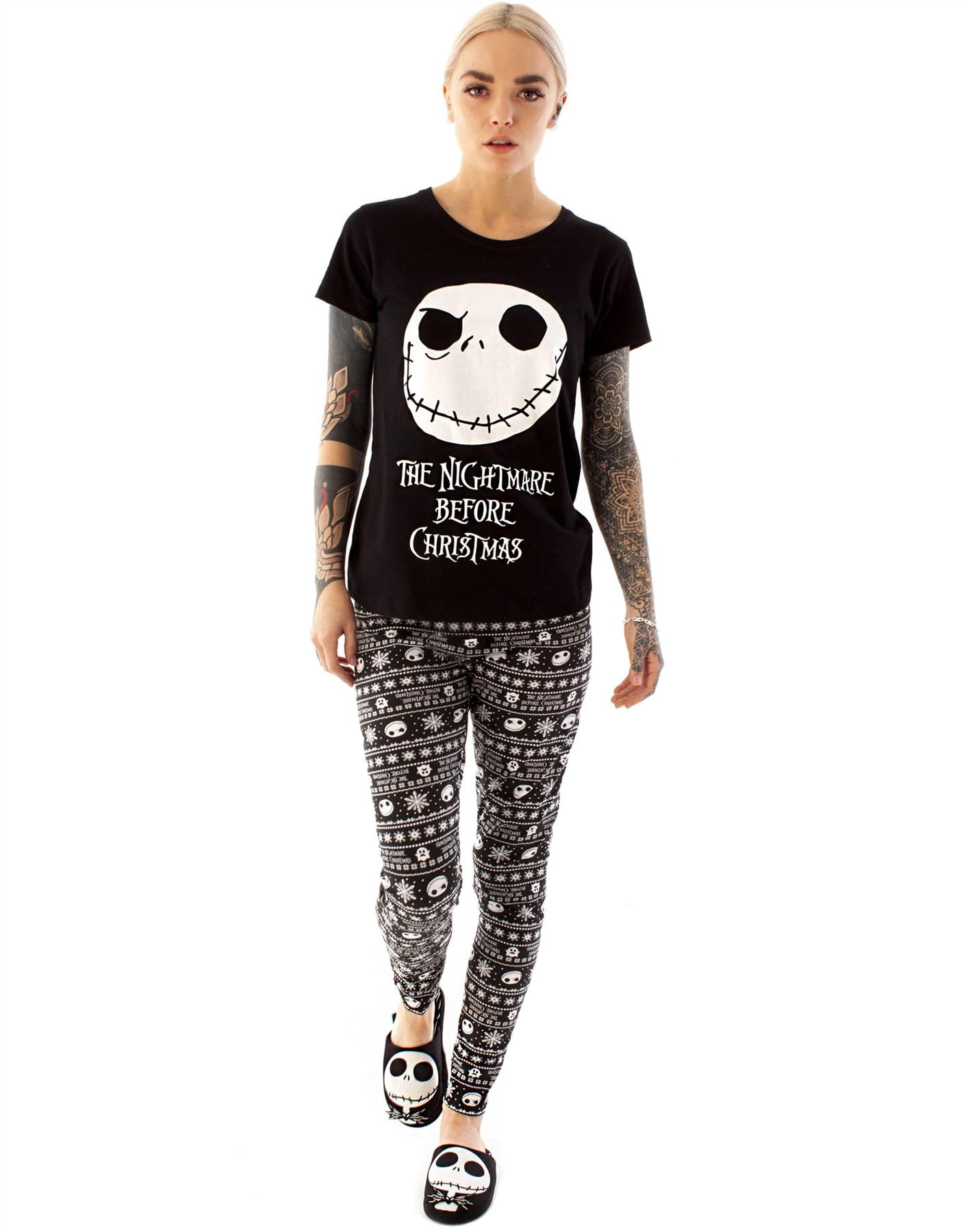 Disney Nightmare Before Christmas Pyjamas Womens Skellington PJ Top Trousers Small Black