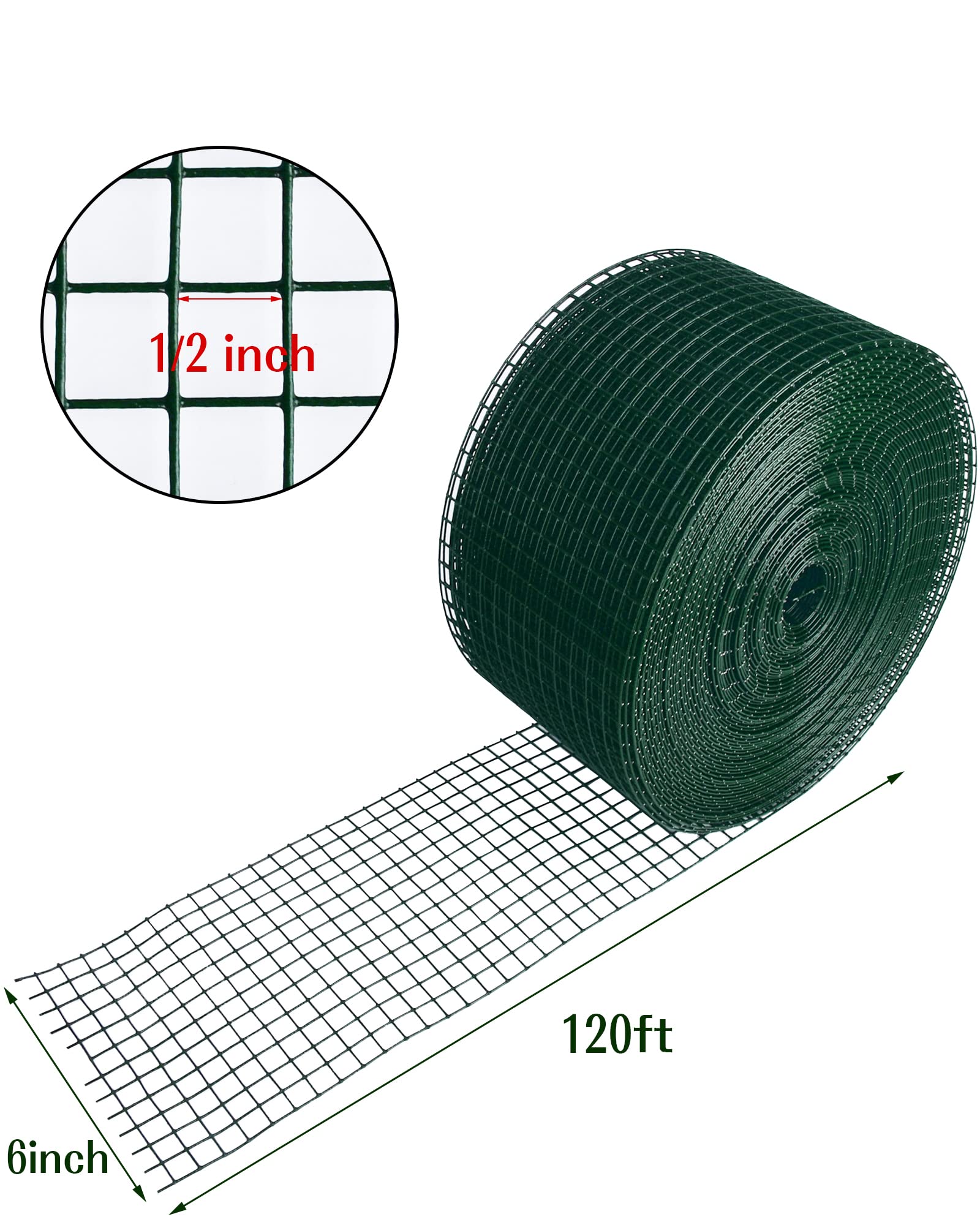 FUTRPOW Solar Panel Bird Guard,6inx120ft Critter Guard with 100pcs Fastener Clips,PVC Coated Galvanized Critter Guard for Solar Panels,Solar Panel Mesh with Plier,Gloves for Bird Proofing