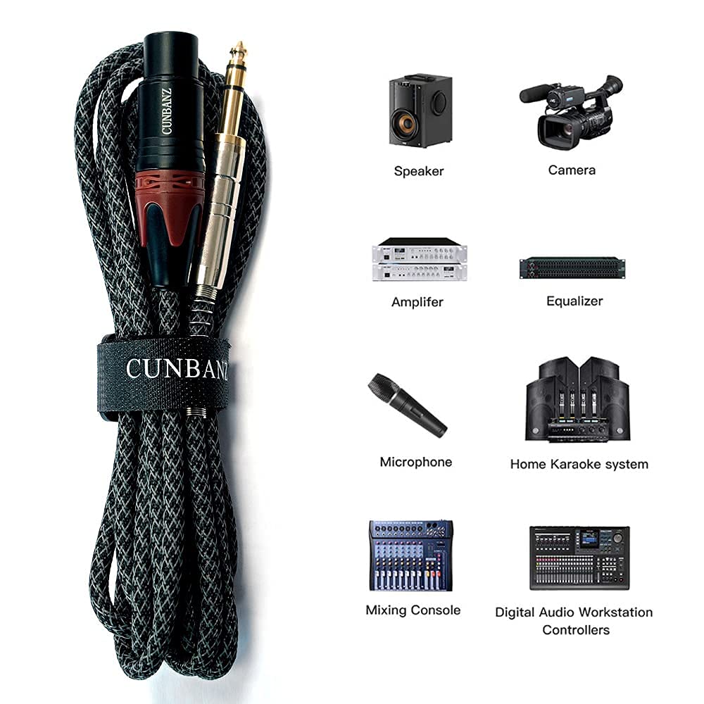 CUNBANZ 20FT XLR Female to 1/4"(6.35mm) TRS Nylon Braided Balanced Microphone Cable,TRS to XLR Female Cable Mic Cord
