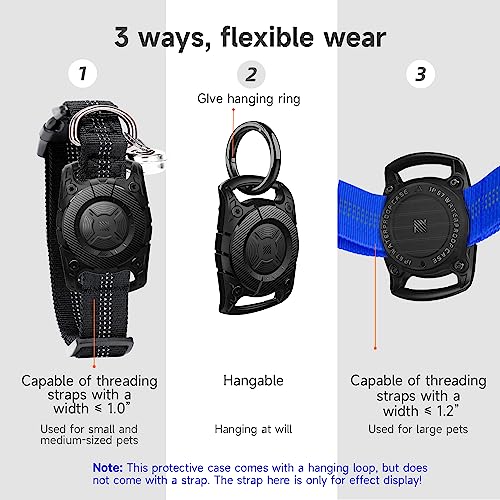 Waterproof Airtag Dog Collar Holder Airtag Case for Dog Collar TPU & Silicone Full Body Covered Anti-Lost Apple Air Tag Collar Holder Protective Airtag Case for Pet Collar Backpack(1 Pack)
