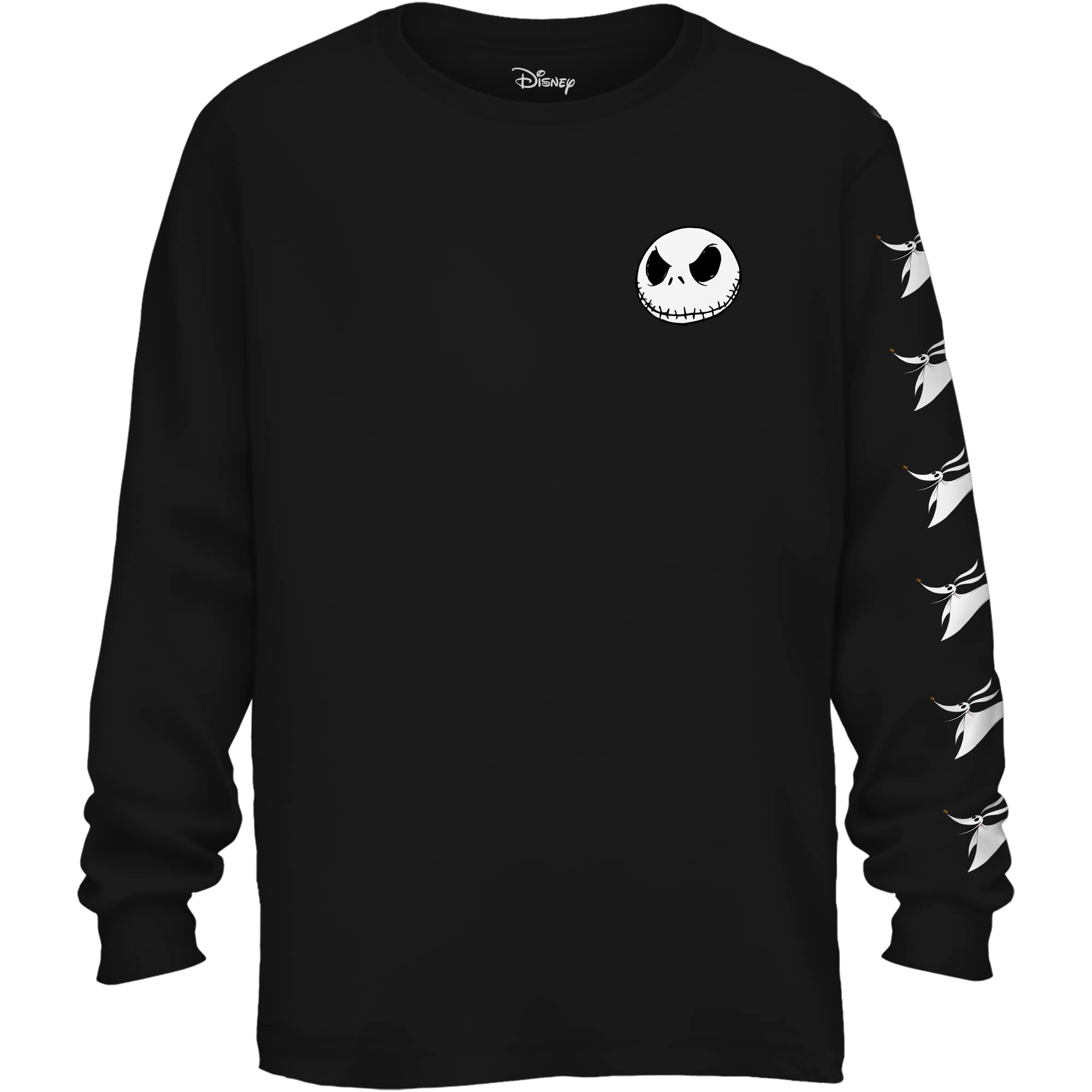 Disney Nightmare Before Christmas Jack Skellington TWAS Along Time Ago Sleeve Adult T-Shirt(XL, Black)