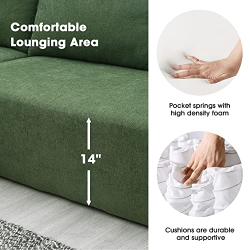 P PURLOVE Modular Sectional Living Room Sofa, Modern Minimalist Style Couch, Upholstered Sleeper Sofa, 2 PC Free Combination, L-Shape (Green)