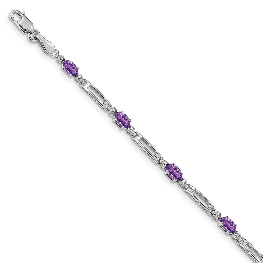 FB Jewels 14k White Gold Diamond Amethyst Bracelet