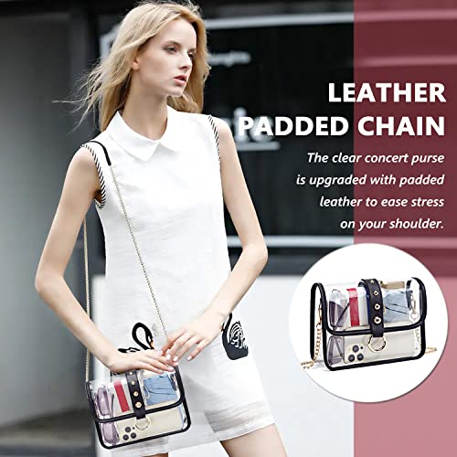 KUI WAN Clear Bag Stadium Approved,Clear Purse for Women Clear Crossbody Bag for Sport Event Concert,Black