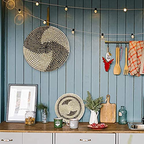 HNCmua Rattan Wall Decor - Boho Wall Hanging Decorative Plate - Woven Trivets Handmade Placemats for Dining Table - Rattan Trivets - Subtle Gifts for Friends (35cm/13.7in)