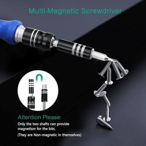 ORIA Precision Screwdriver Kit, 60 in 1 with 56 Bits Screwdriver Set, Magnetic Driver Kit with Flexible Shaft, Extension Rod for Mobile Phone, Smartphone, Game Console, Tablet, PC, Blue