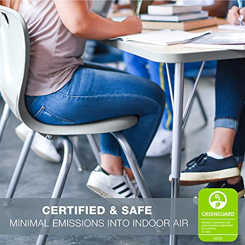 FDP 16" Contour School Stacking Student Chair, Ergonomic Molded Seat Shell with Powder Coated Silver Frame and Swivel Leg Glides; for in-Home Learning or Classroom - Tangerine (4-Pack)