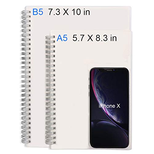 RETTACY Blank Notebook Spiral 3 Pack - A5 Unlined Notebook with Clear Hardcover,100GSM Thick Paper,480 Pages Total,5.7"x 8.3"