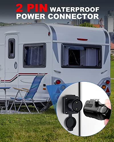 ELECTOP 2 Pin Power Industrial Circular Connector to Solar Panel Cable, 10AWG Solar Extension Cable with Female and Male Connector Adapter for Forrest River RV Solar Ports and Solar Panel Suitcase