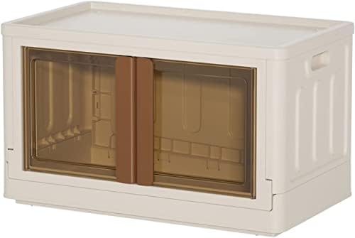gerritfany Storage Bins with Lids - Plastic Storage Bins for Closet Organizers, Folding Storage Box, Stackable Storage Bins with Open Front Door, Storage Bins with wheels, Collapsible Storage Bins