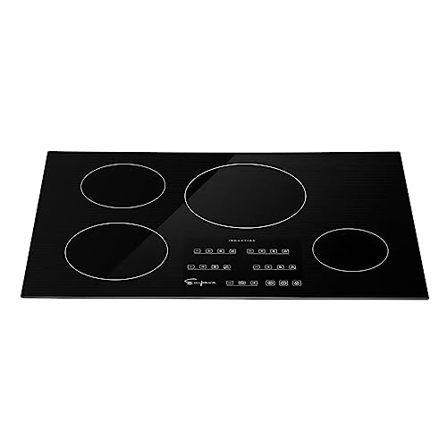 Empava 30" Induction Cooktop, Electric Stove with 4 Power Boost Burners, Sleek Black Vitro Ceramic Glass Surface - High-Efficiency Kitchen Appliance for Modern Cooking
