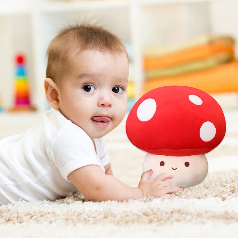HappyLickdog 9 inch Mushroom Plush,Mushroom Plush Toy,Kawaii Mushroom Stuffed (Red)