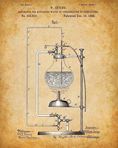 Original Science Lab Equipment Patent Prints - Set of Four Photos (8x10) Unframed - Makes Great Classroom Laboratory Decor and Gift Under $20 for Scientists Chemistry Decor