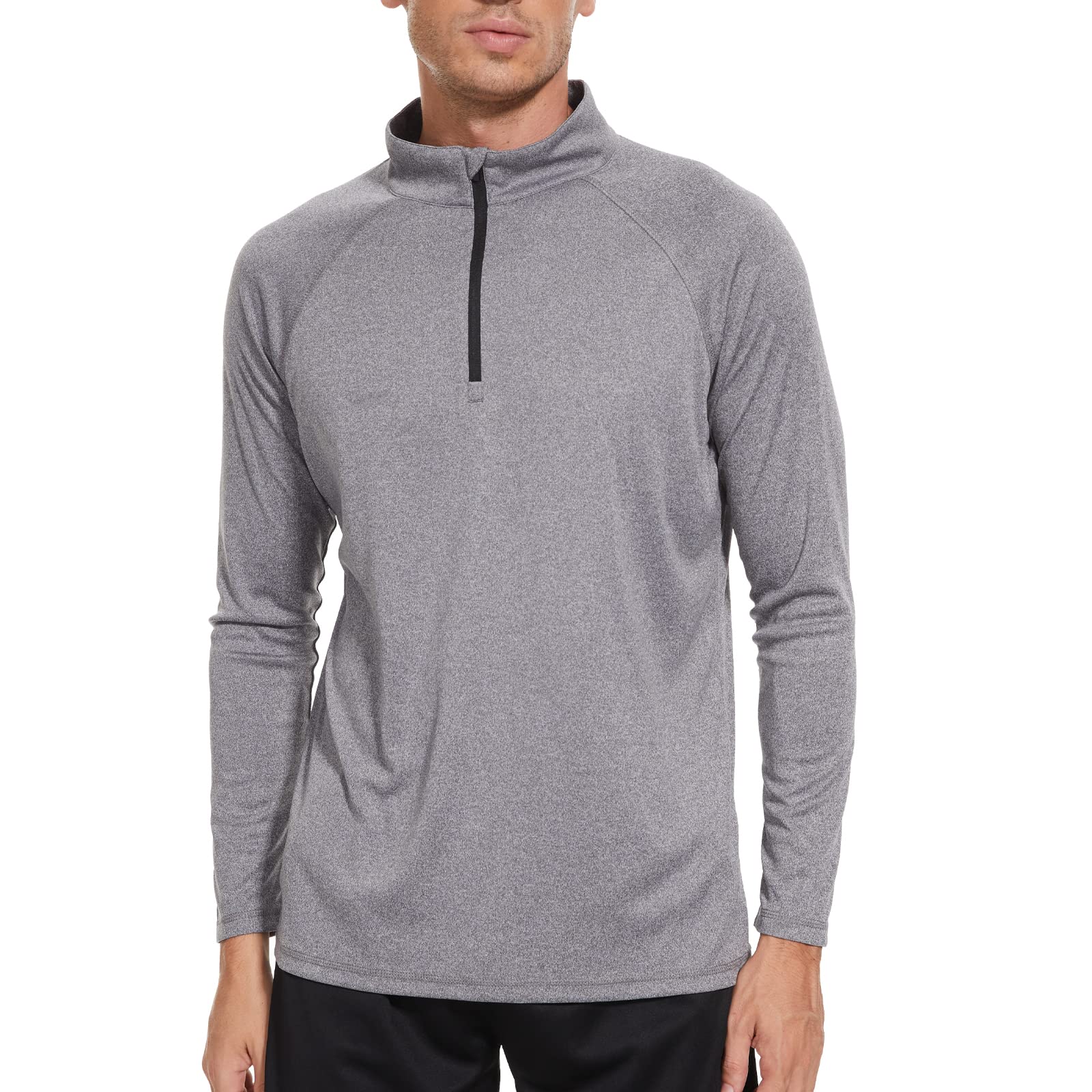 HDLMDFNN Men’s Outactive Shirt Long Sleeve Quick-Dry Breathable UPF 50+ Sun Protection Tees Dark Grey