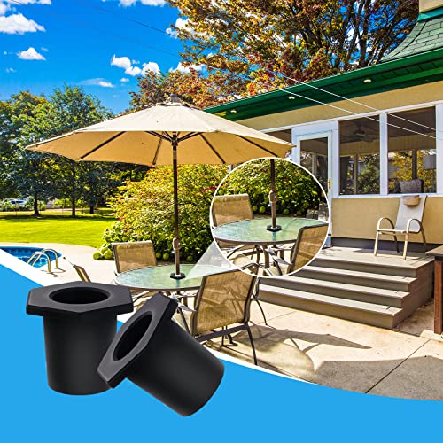 SAVITA 2pcs Table Umbrella Hole Ring, Outdoor Patio Table Umbrella Hole Insert Plug Silicone Umbrella Replacement Parts for 2-2.5 Inch Patio Table Hole, 1.5" Pool Umbrella Adapter (Black)