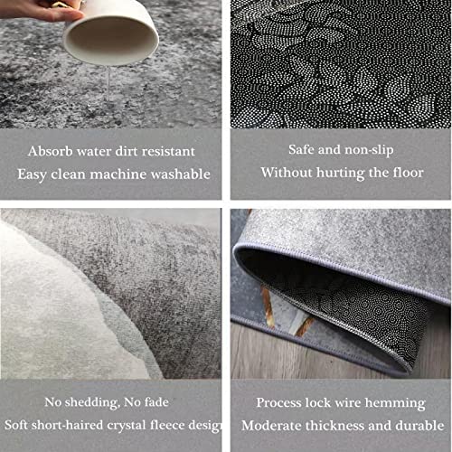 Modern European Style Black Gold Irregular Area Rug, Indoor Non-Slip Rug for Room Sofa Living Room Mat Bedroom Home Decor Floor Mats-5.3x8ft
