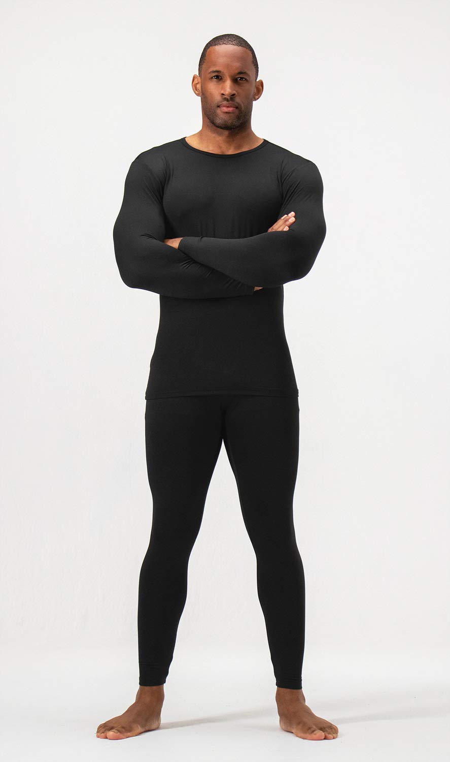 DEVOPS Men's Thermal Underwear Long Johns Set with Fleece Lined (Medium, Black)