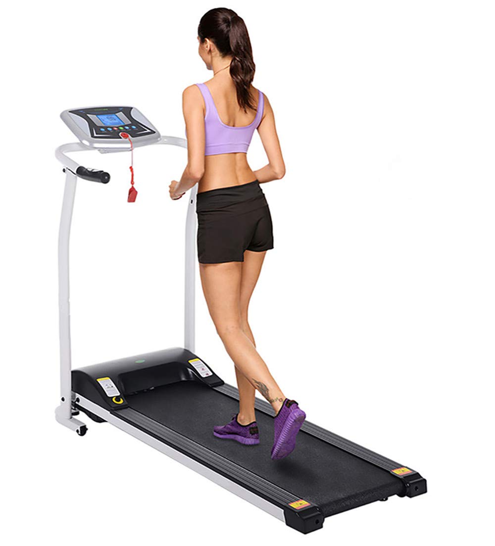 Flyerstoy Folding Electric Treadmill Exercise Equipment Walking Running Machine with 'Pacer Control' & Heart Rate System (1.5HP-White)