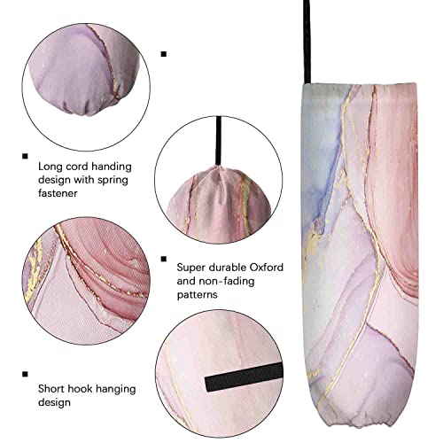 WAWEKMUZ Cute Plastic Bag Holder,Pink Marble,Grocery Bags Dispenser,Shopping Bag Organizer,Gifts for Kitchen Decor