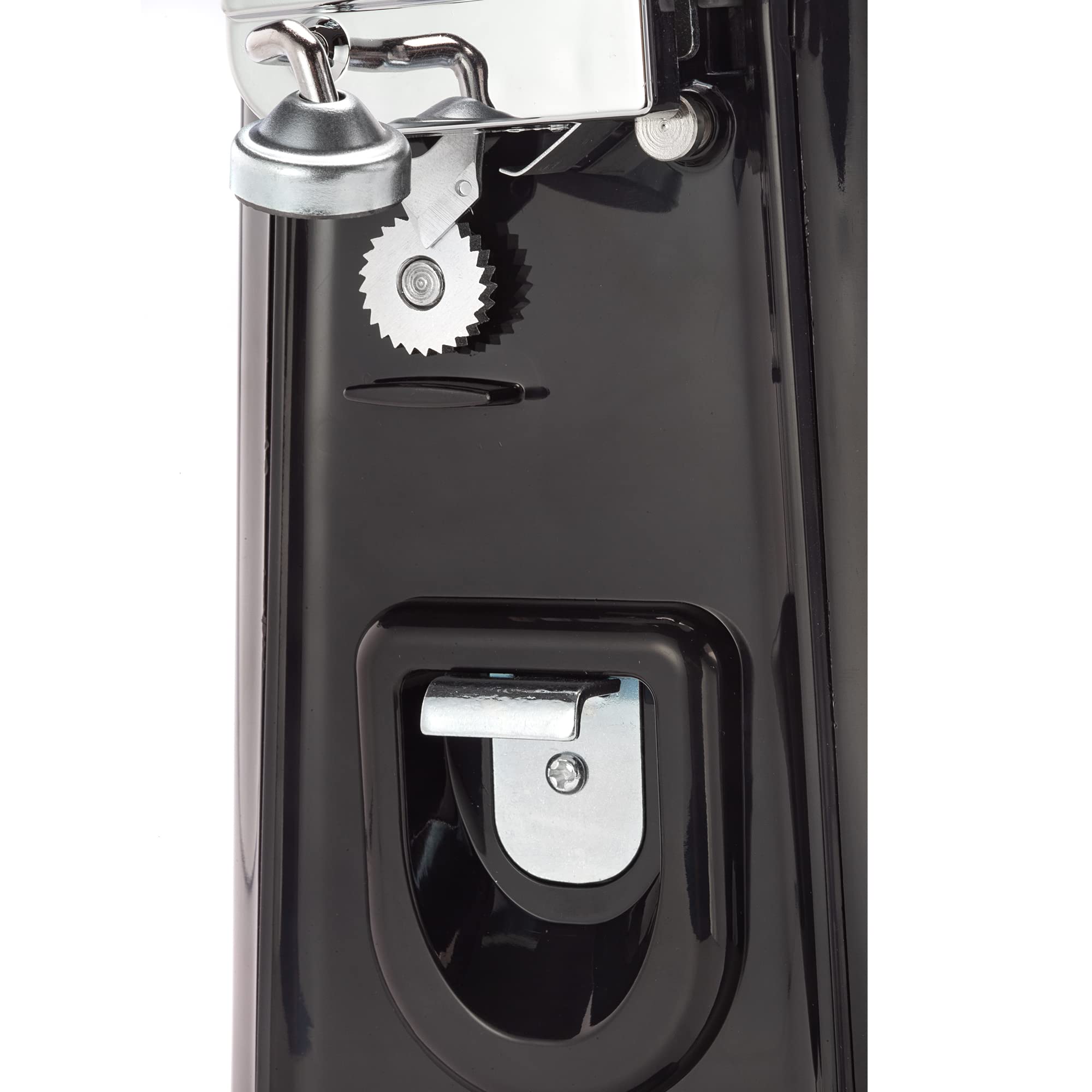 Dominion Tall Electric Can Opener, Easy Push Down Lever, Knife Sharpener, Bottle Opener & Built-In Cord Storage, Opens All Standard-Size and Pop-Top Cans, Easy to Clean, Black